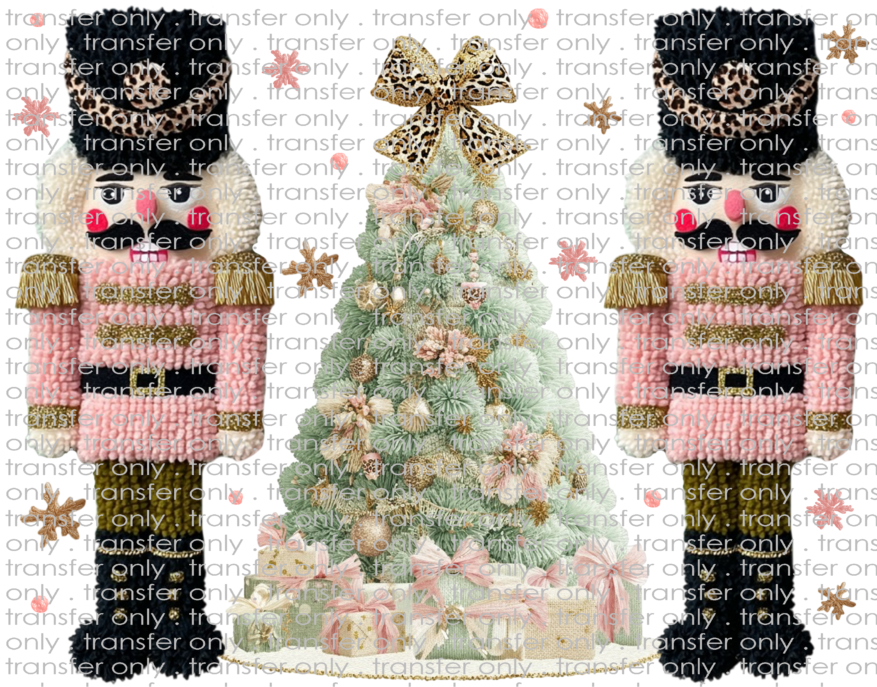 CHR 1292 Faux Crochet Two Pink Nutcrackers Standing with Tree ...