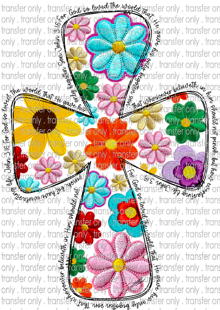 FAITH 135 Applique Flowers on Cross | Taylored Vinyl