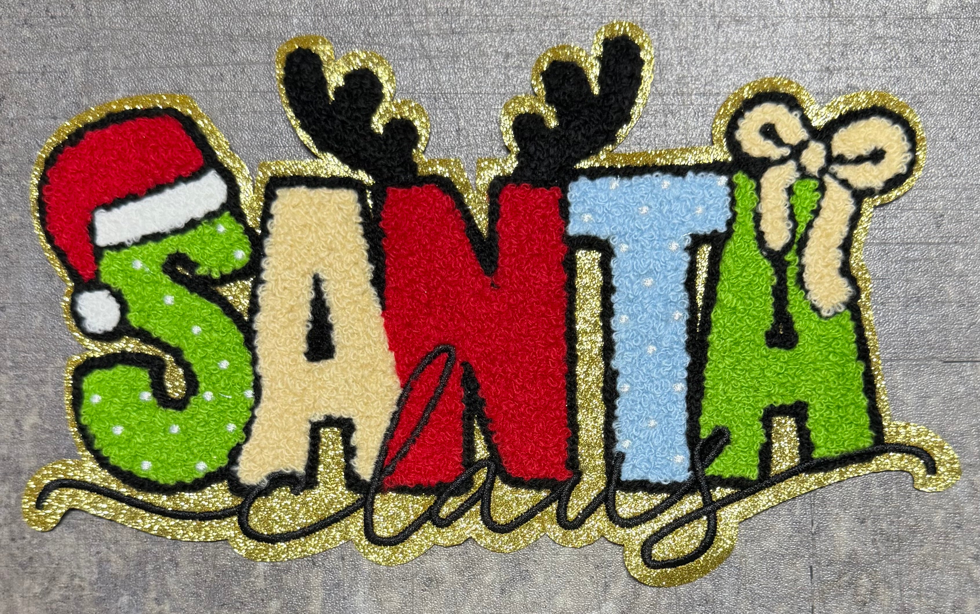 Santa Claus Words- Chenille/Sequins Iron On Patch – Taylored Vinyl